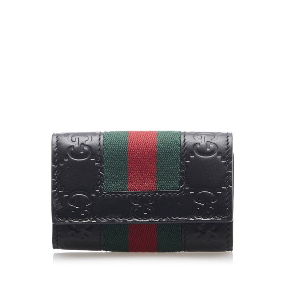 Gucci | Accessories | Gucci Shima Sherry Line 6 Key Case 48828 Black ...